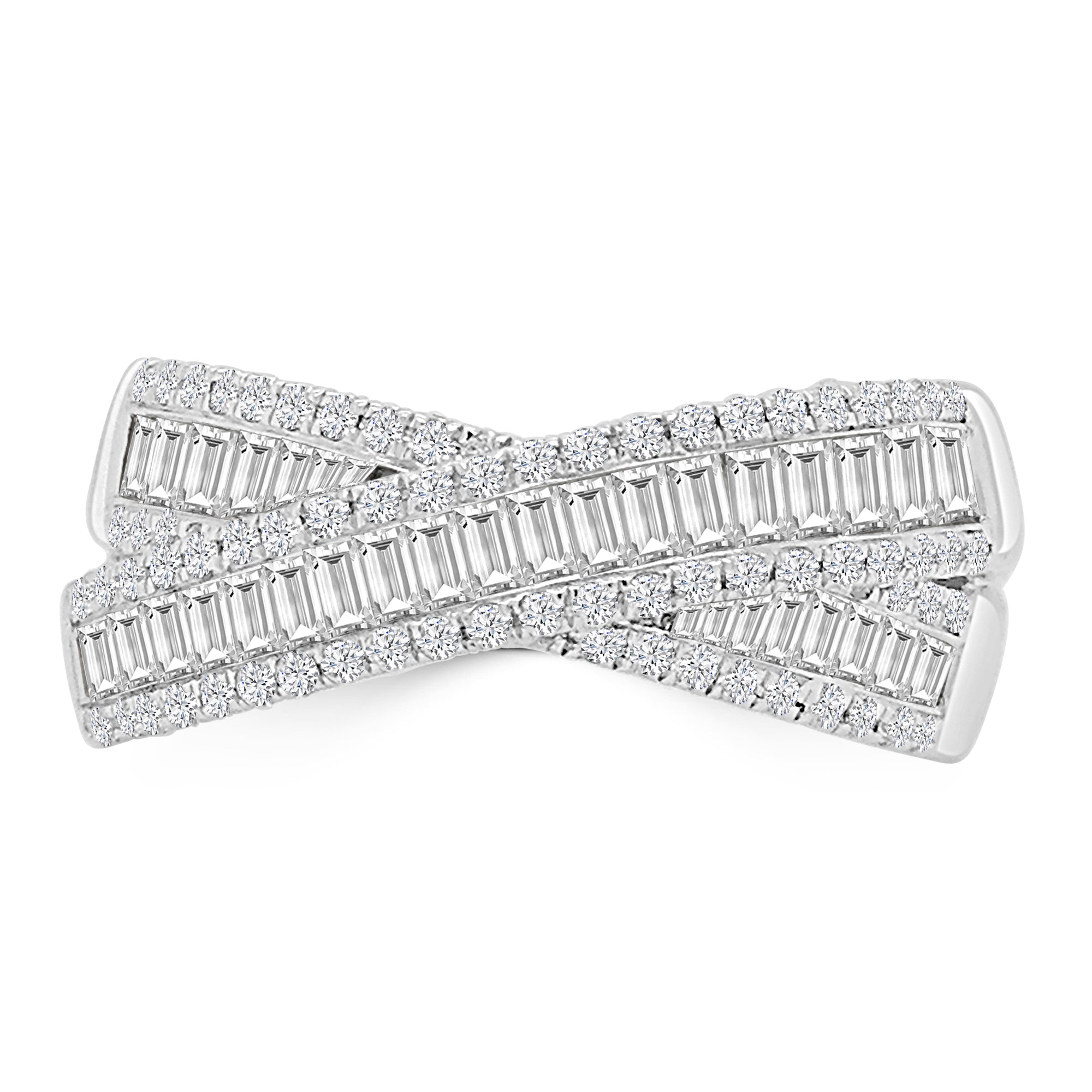Platinum Two Row Crossover Diamond Eternity Ring 1.03ct | Diamond ...