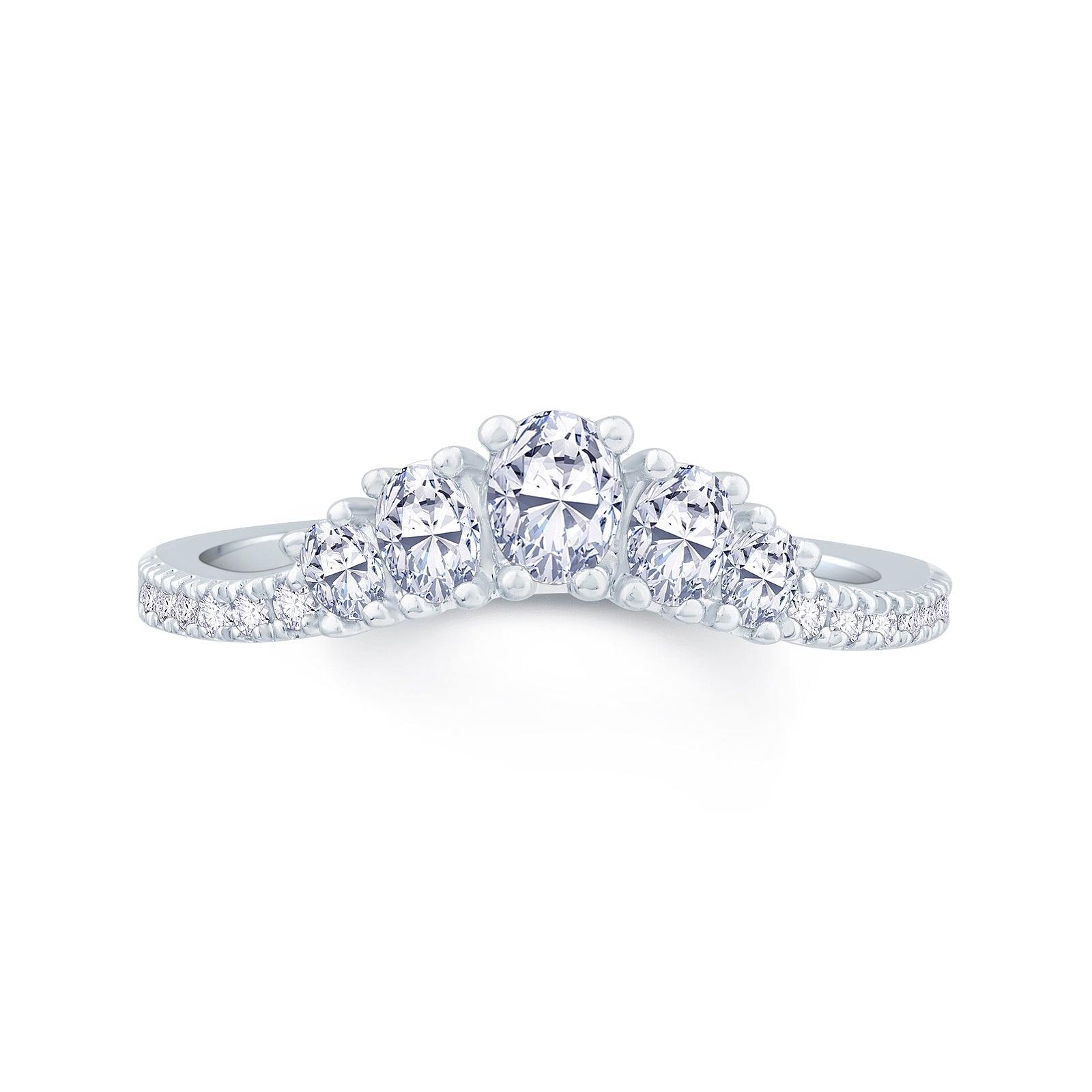 Platinum 1.65mm Oval & Round Diamond set Band 0.55ct | Wedding Rings ...